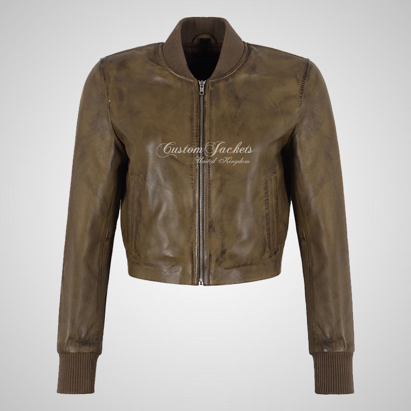ROMA Women Cropped Leather Bomber Jacket – Custom Jackets