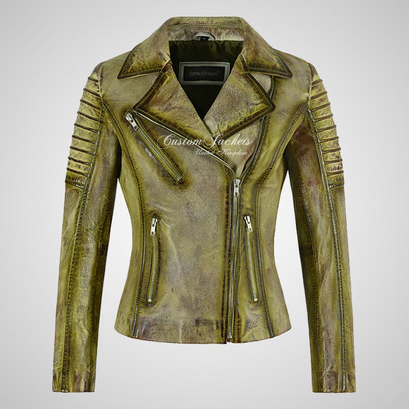 ROSETTA Ladies Vintage Leather Biker Jacket Soft Lambskin Napa Leather ...
