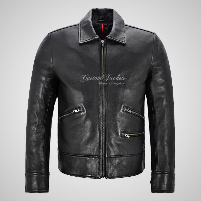 WRAITH Classic Mens Leather Jacket Black Soft Leather – Custom Jackets