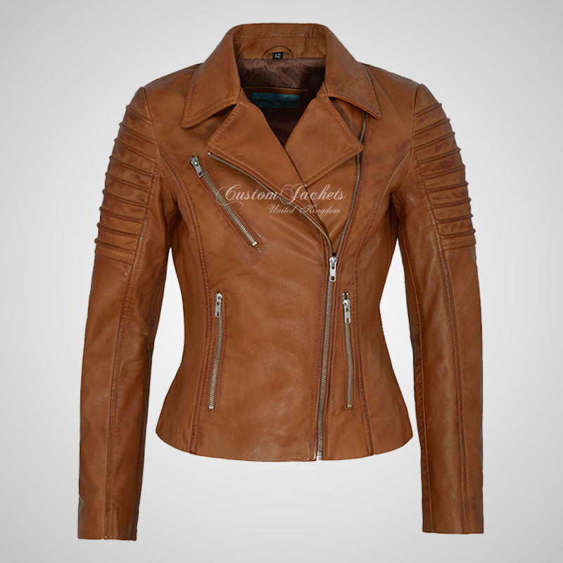 ROSETTA Ladies Biker Leather Jacket Soft Lambskin Napa Leather – Custom ...